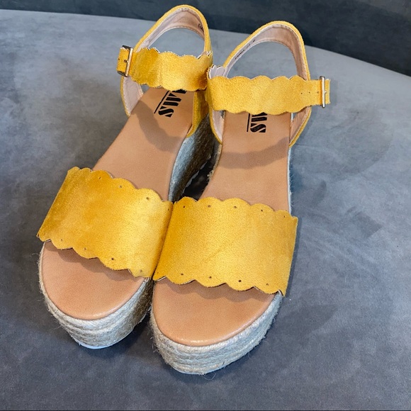 Shoes | Mustard Yellow Chunky Platform Espadrilles | Poshmark